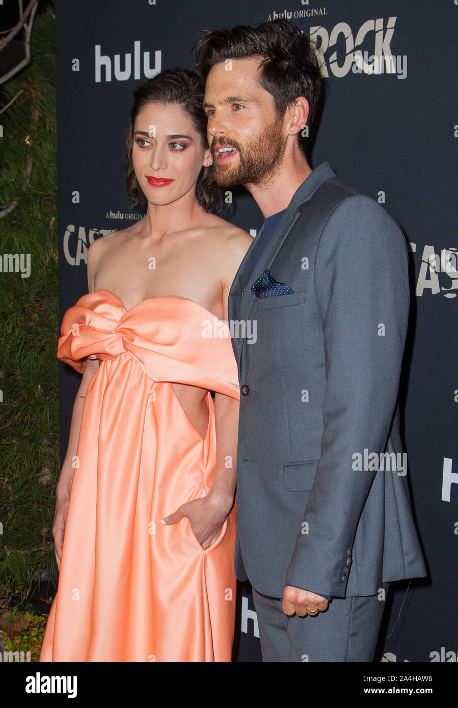 West Hollywood, Ca. 14th Oct, 2019. Lizzy Caplan and Tom Riley at Hulu ...