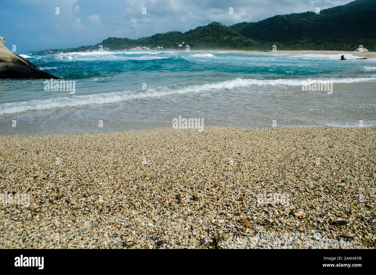 Beautiful sandy beach in Tayrona National Park, a protected area ...