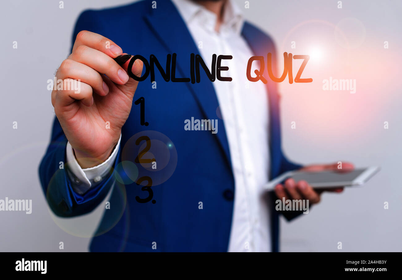 Conceptual hand writing showing Online Quiz. Concept meaning game or a ...