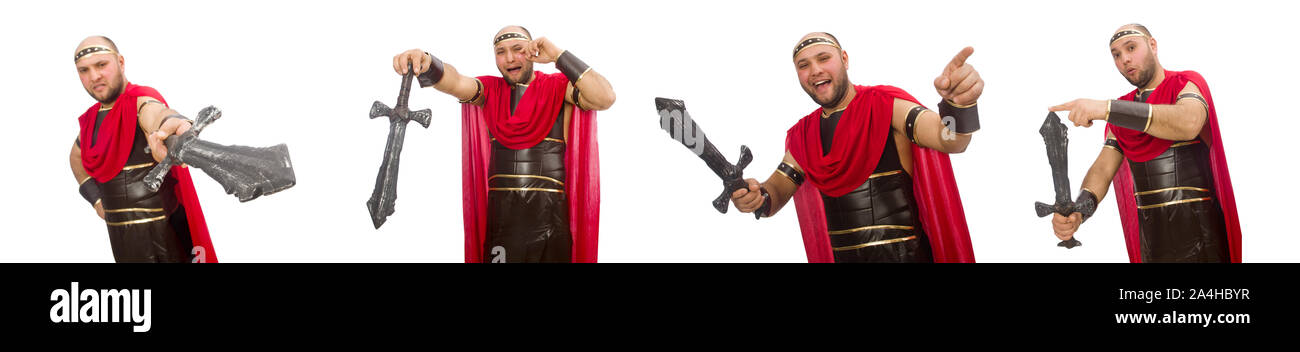The gladiator isolated on white background Stock Photo - Alamy