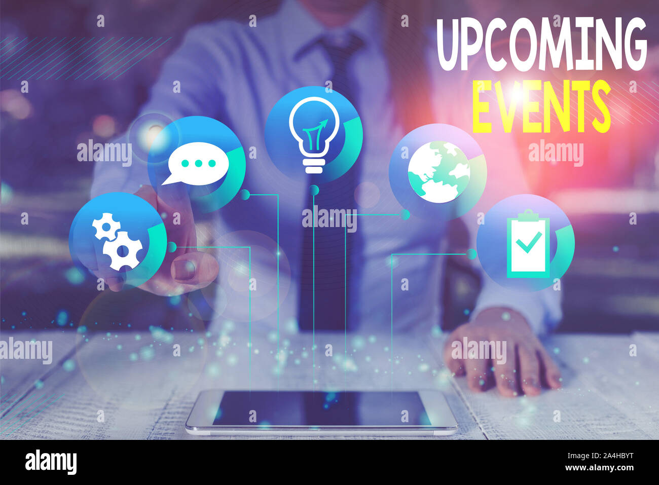 Conceptual hand writing showing Upcoming Events. Concept meaning the ...