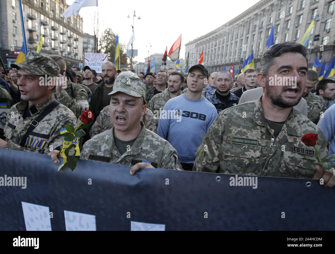 Kiev, Ukraine. 14th Oct, 2019. Ukrainian veterans who participated at ...
