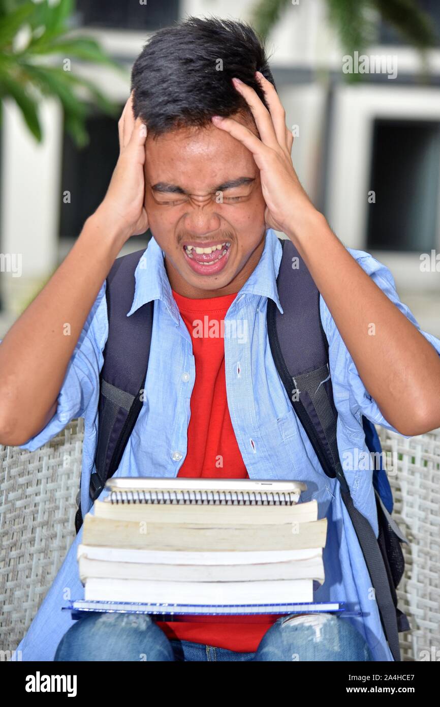 An Anxious University Male Student Stock Photo - Alamy