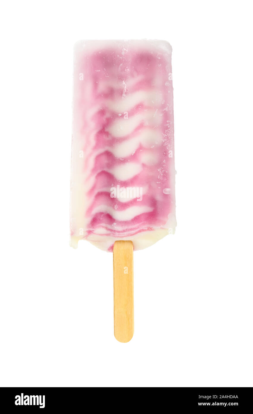 pink color popsicle on a white background Stock Photo - Alamy