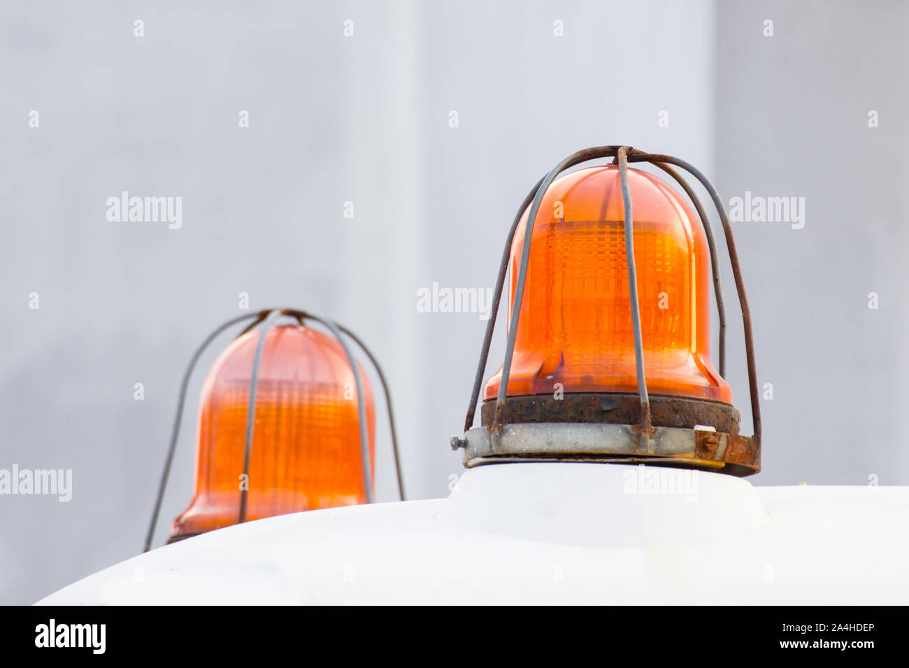 Orange siren signal lamp for warning. Flashing light on vehicle Stock ...