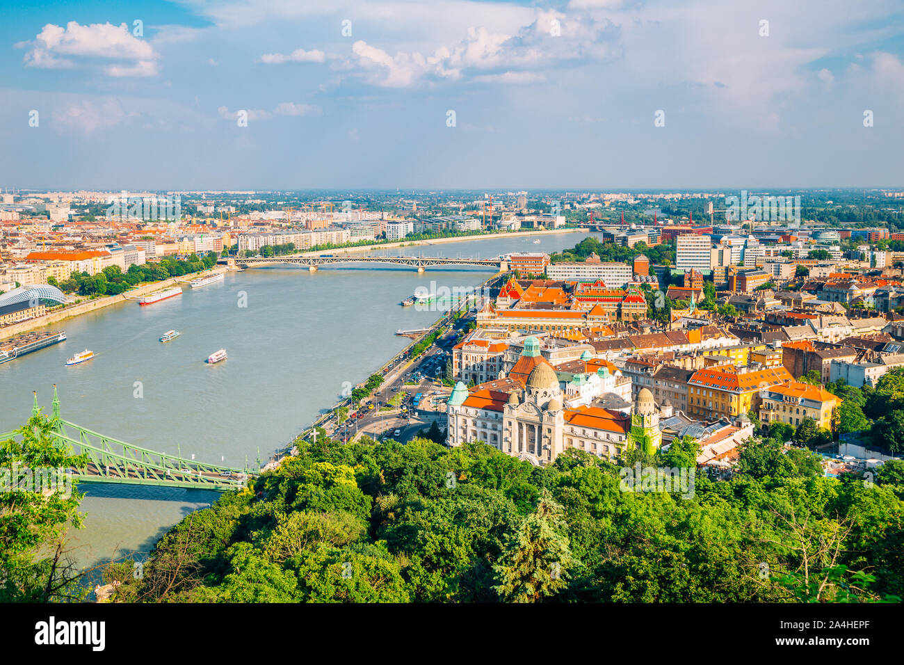 Budapest cityscape with danube river from Gellert hill in Hungary Stock ...