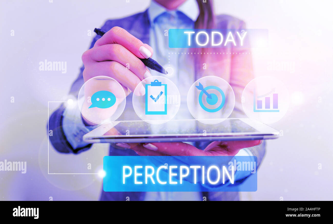 Conceptual hand writing showing Perception. Concept meaning individuals ...