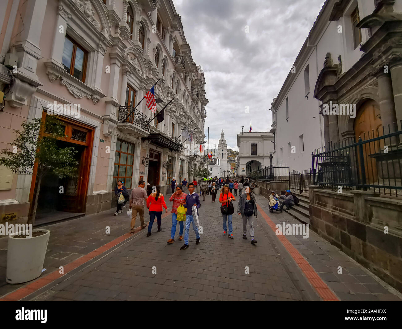 Quito, Ecuador, September 29, 2019: View of the historic centre of ...