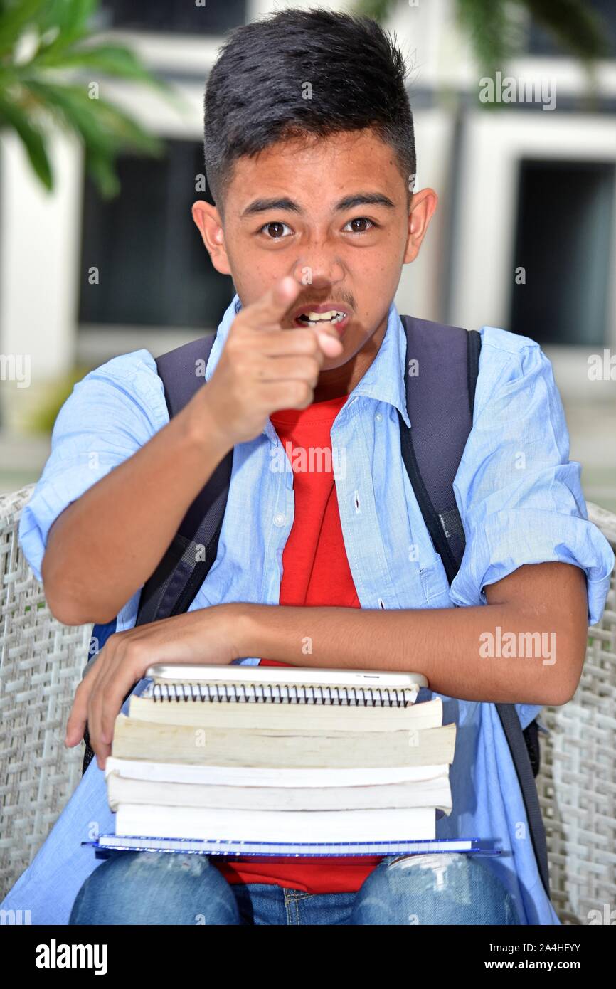 Male Student Pointing Stock Photo - Alamy