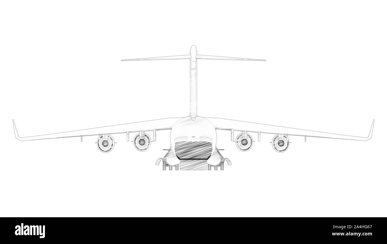 3d rendering of a millatary cargo plane isolated in white background ...