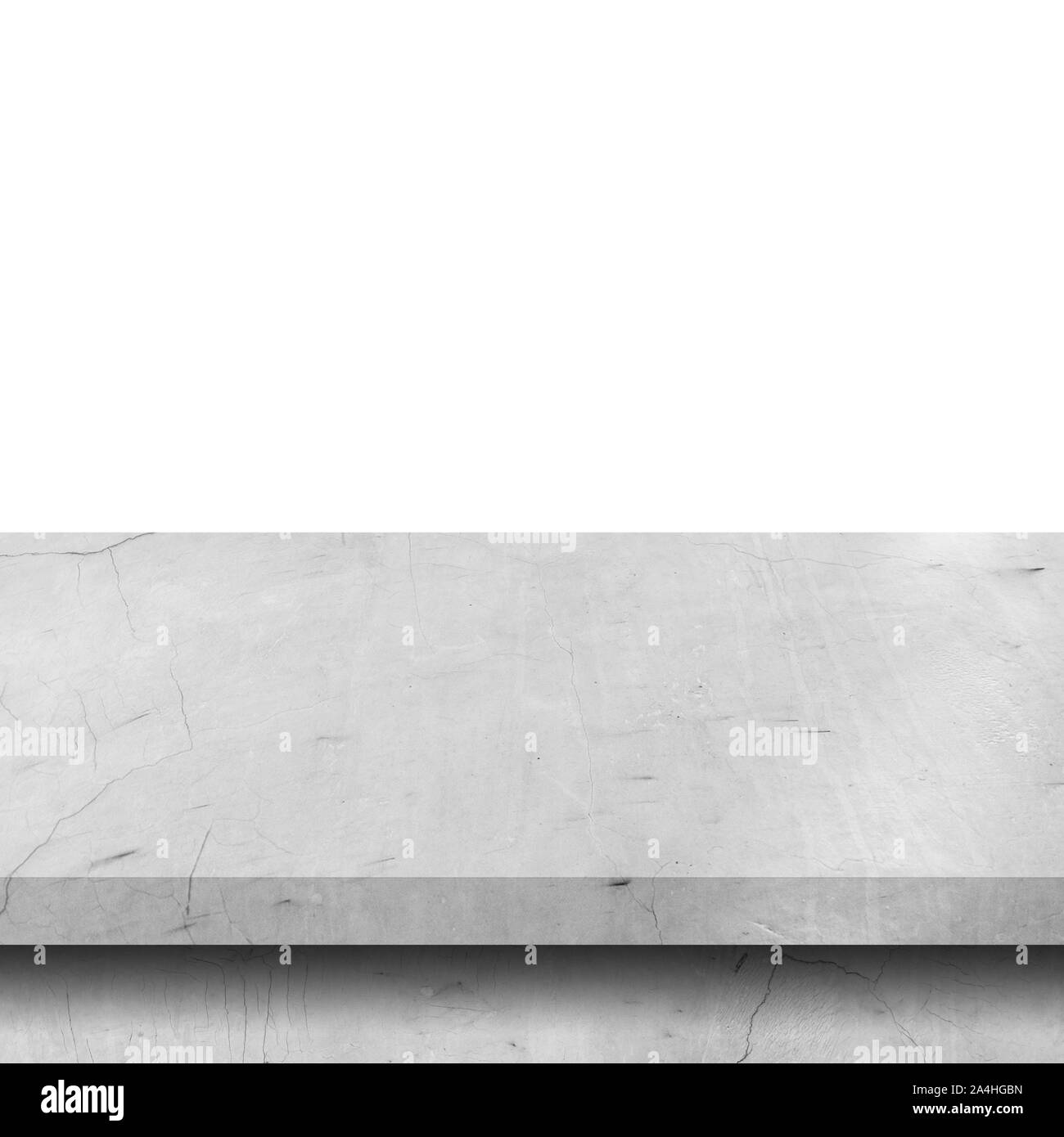 Empty cement table on isolated white background with copy space and ...
