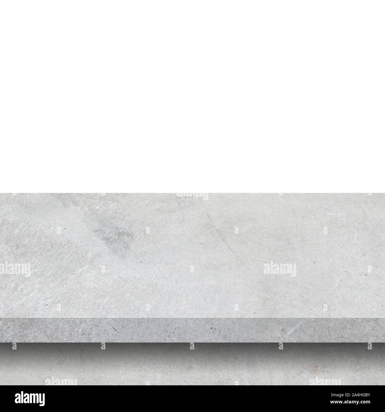 Empty cement table on isolated white background with copy space and ...