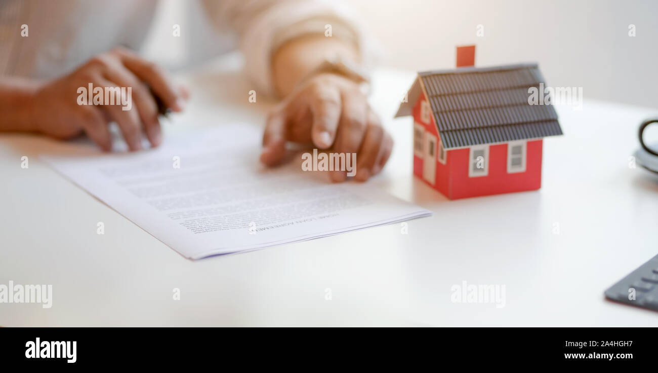 Property real estate concept : customer signing contract about home ...