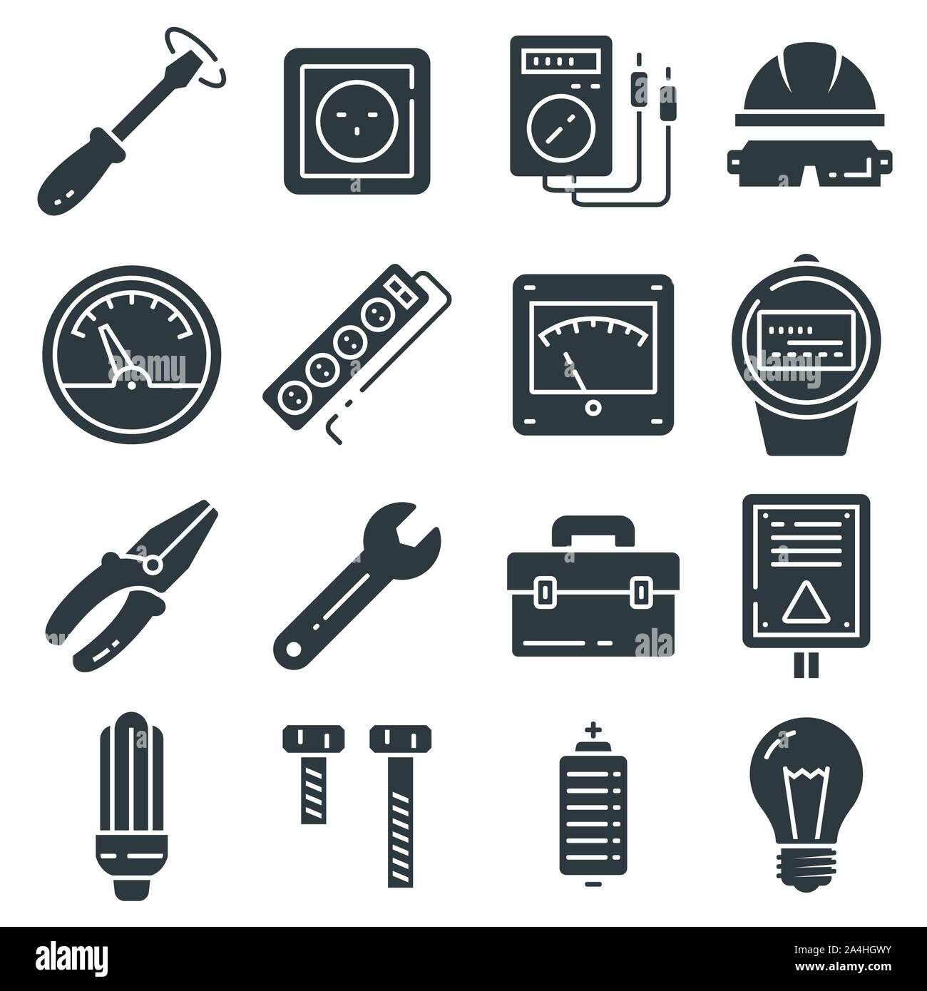 Vector Electricity icons set on gray background Stock Vector Image ...