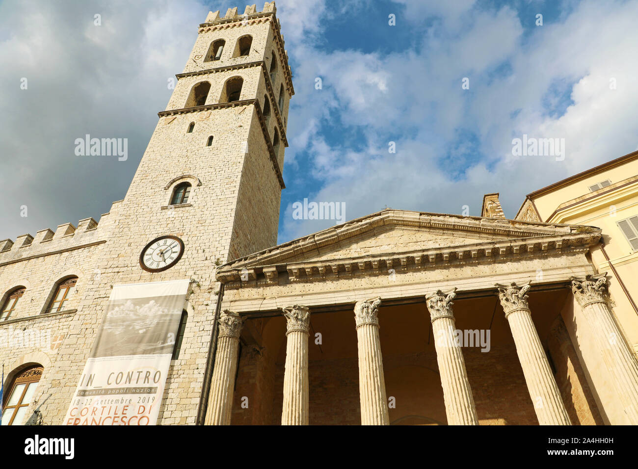 ASSISI, ITALY - SEPTEMBER 28, 2019: Minerva temple of Assisi, Umbria ...