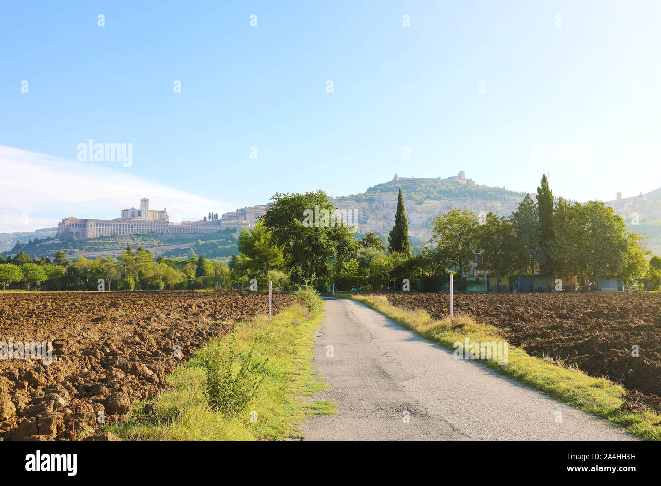 Morning in typical Italian countryside of the heart of Italy with the ...