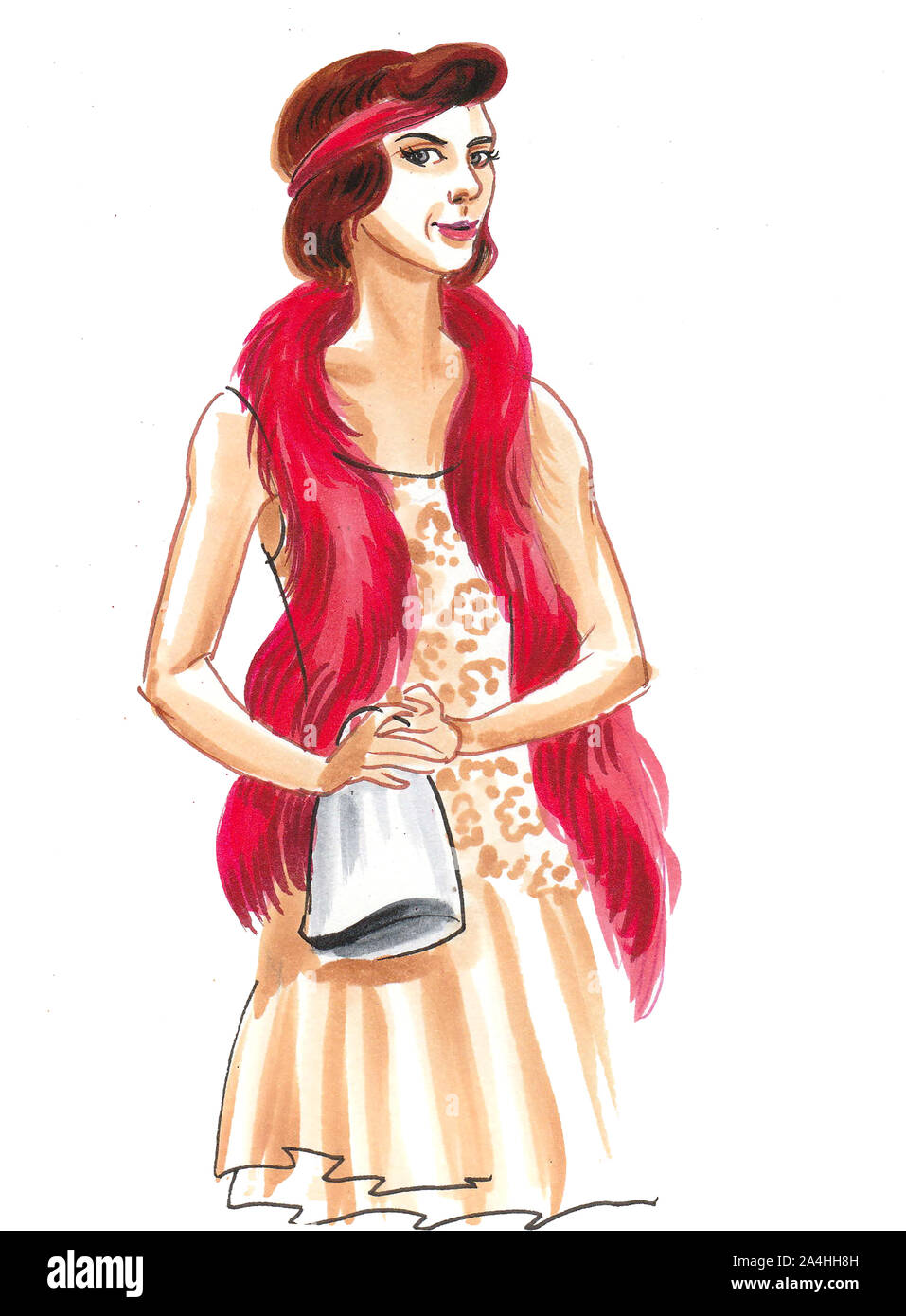 Vintage beautiful lady sketch hi-res stock photography and images - Alamy