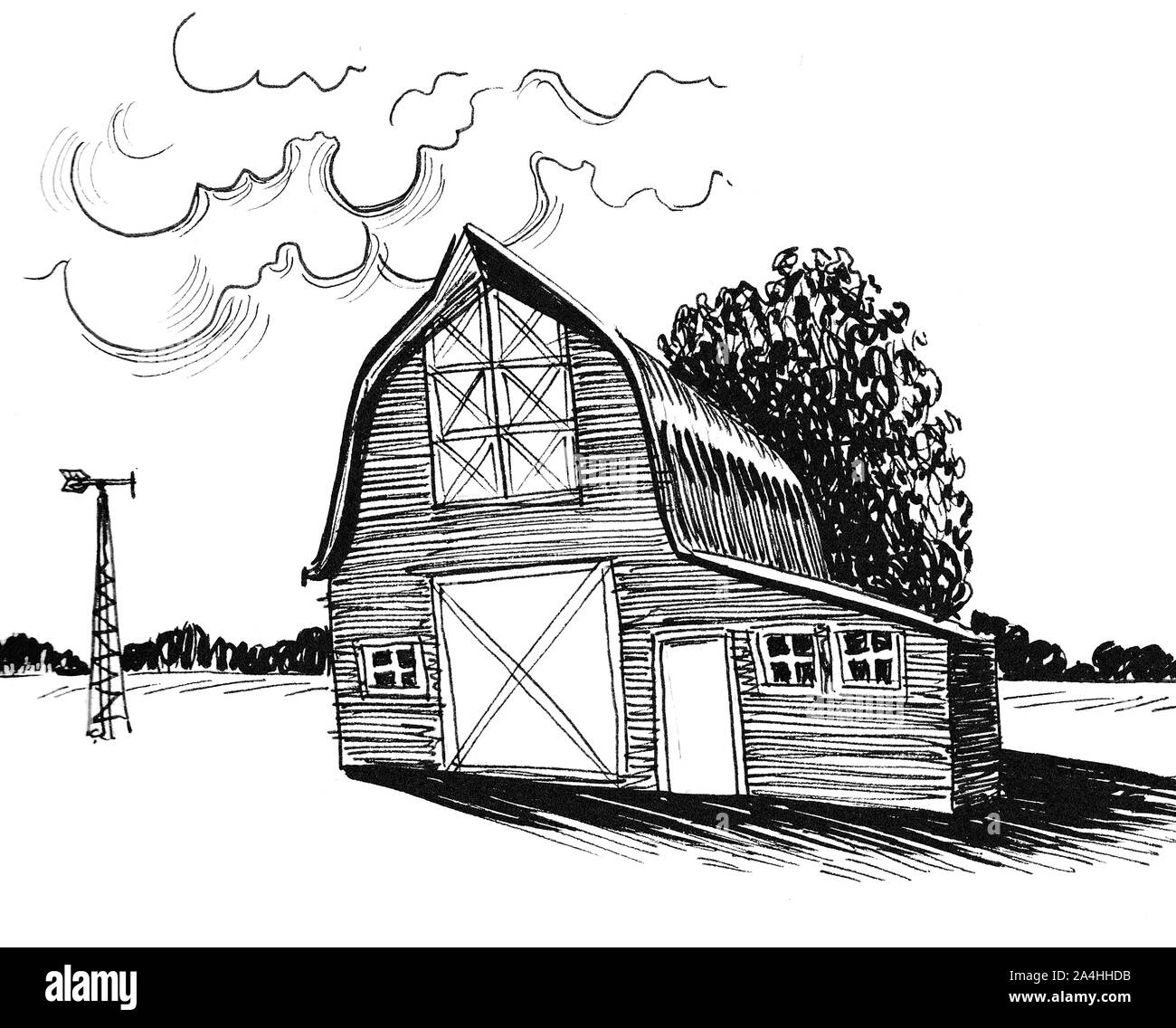 Landscape agriculture farming drawing Cut Out Stock Images & Pictures ...