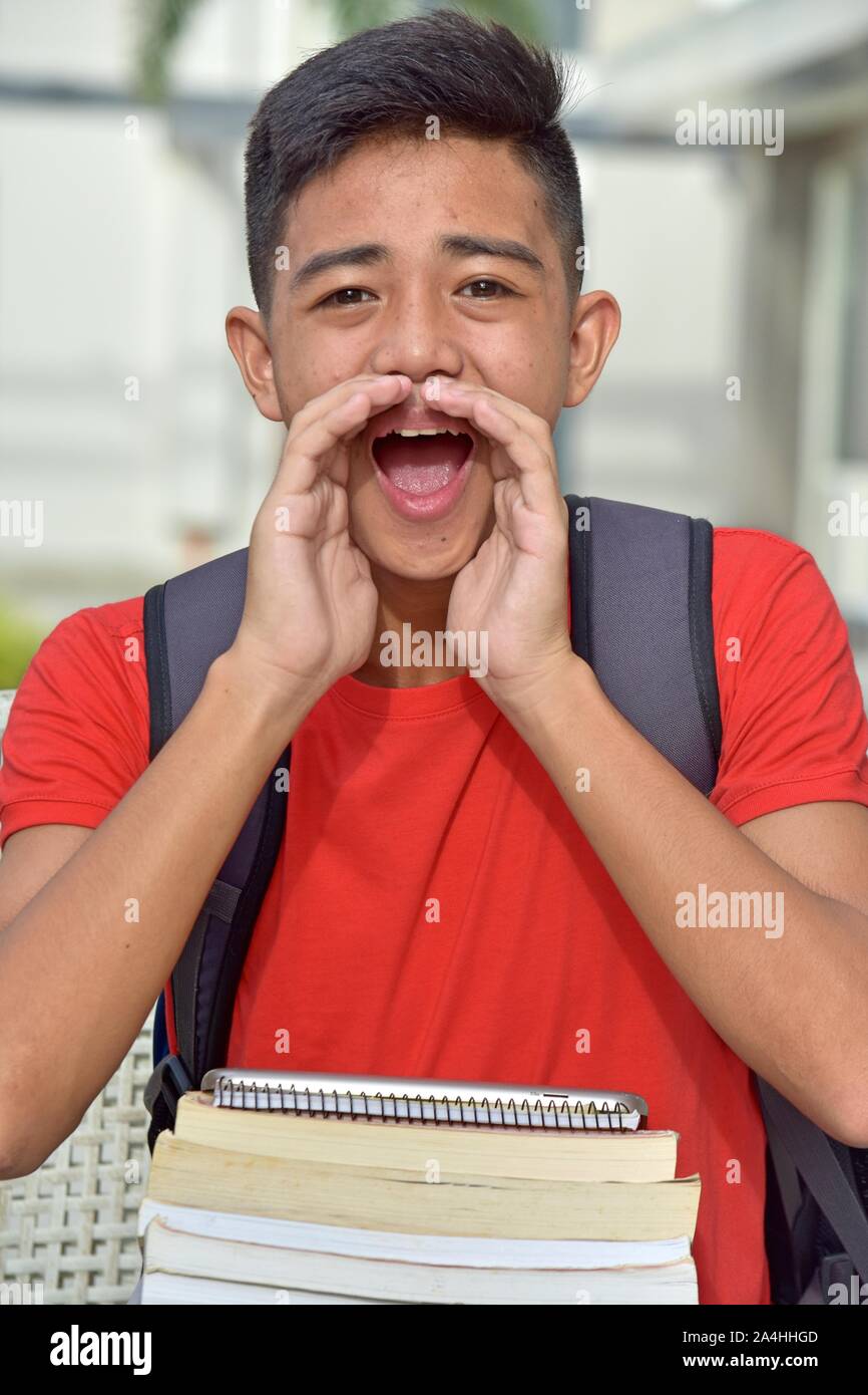 Shouting Young Filipino Male Student Stock Photo - Alamy
