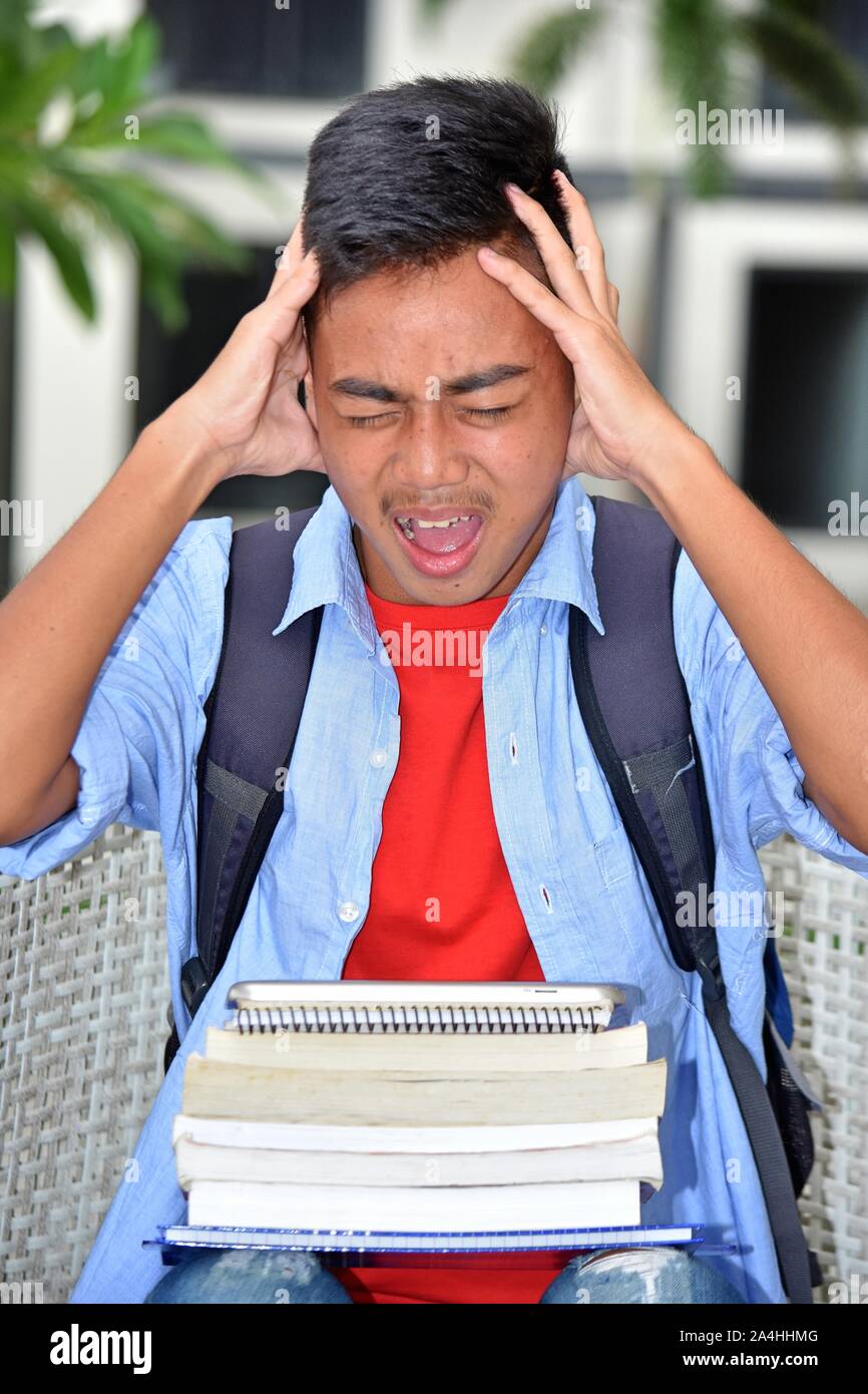 An Anxious Boy Student Stock Photo - Alamy