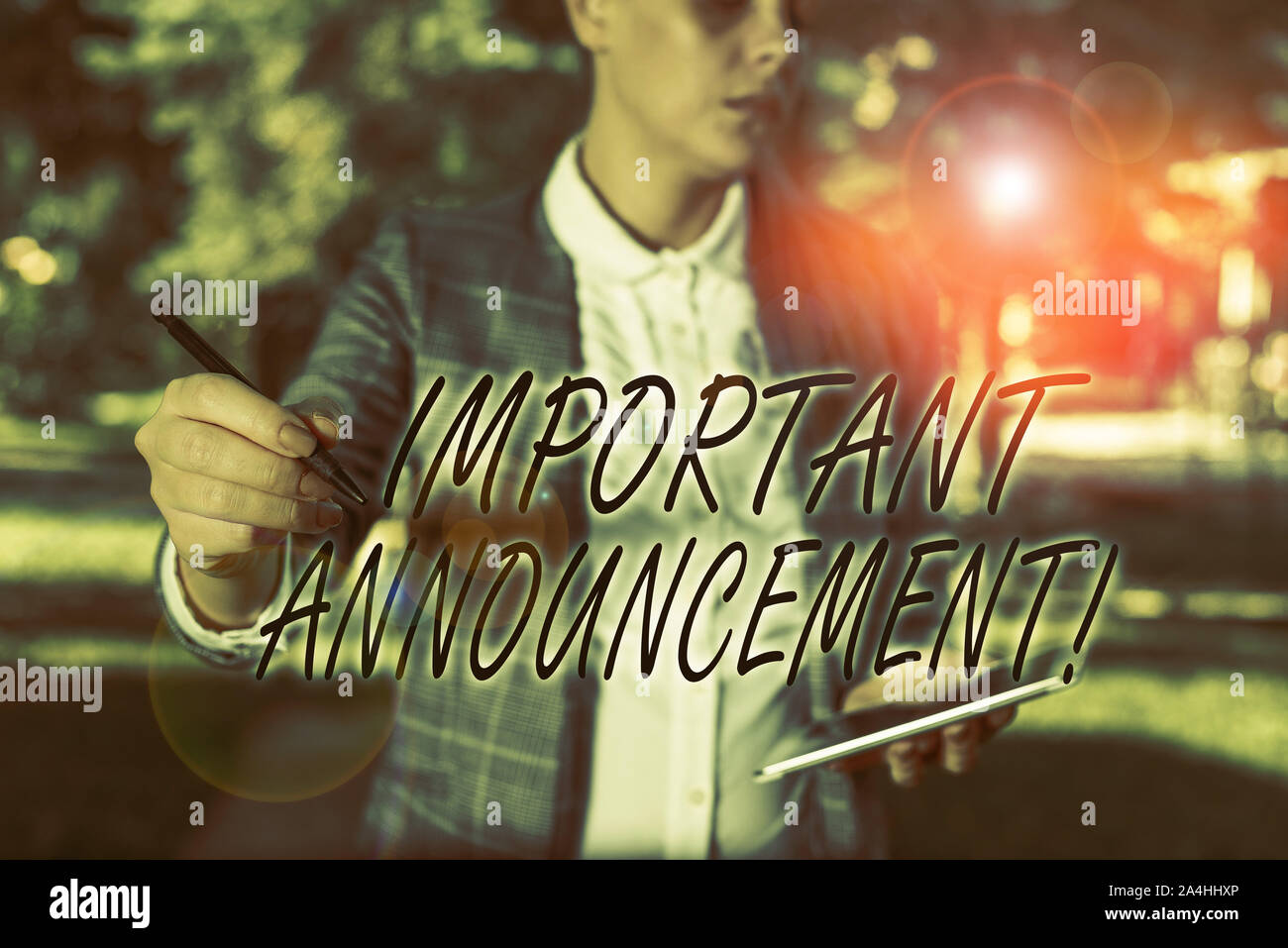 Text sign showing Important Announcement. Business photo text spoken ...