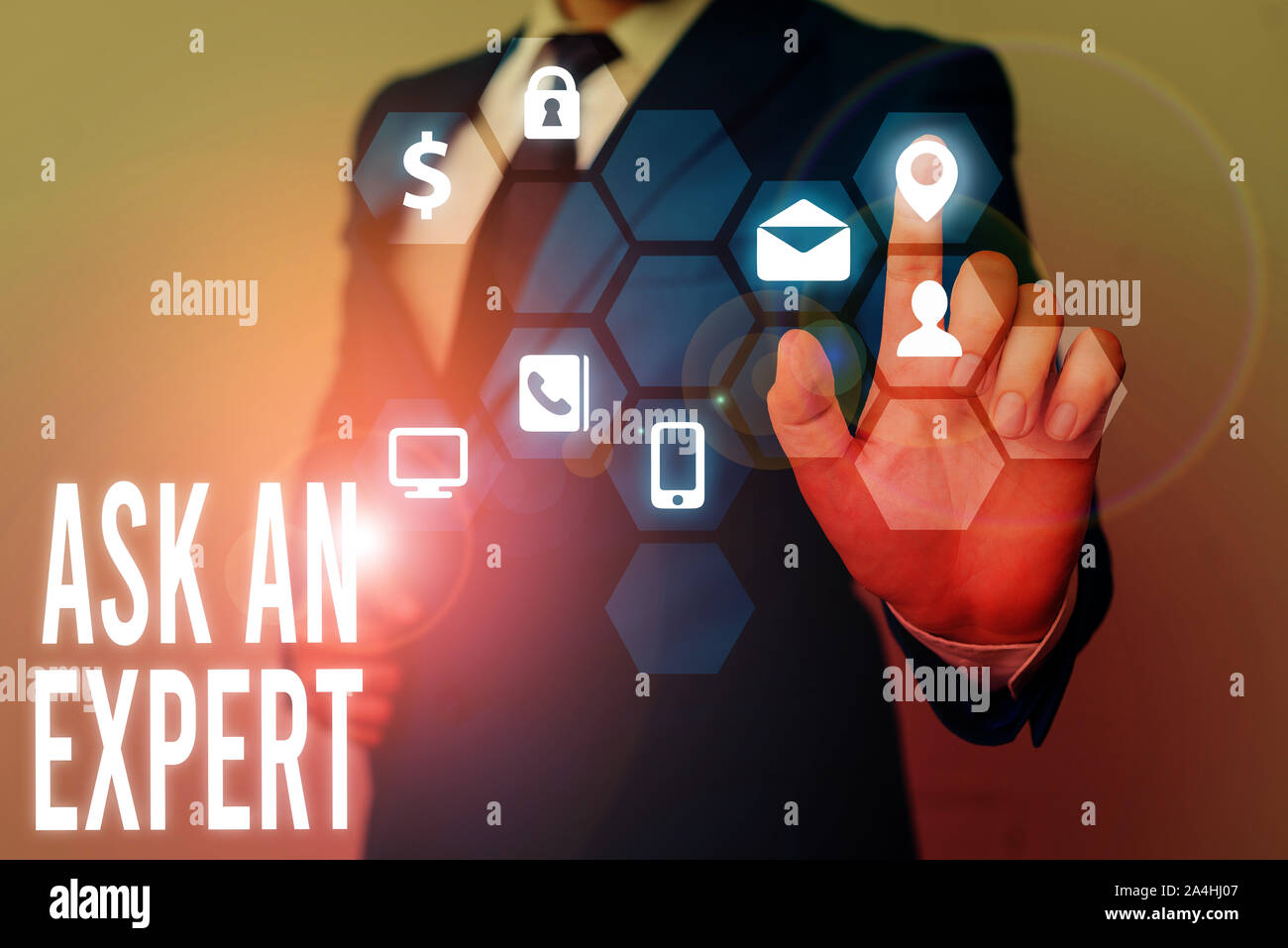 Writing note showing Ask An Expert. Business concept for consult ...