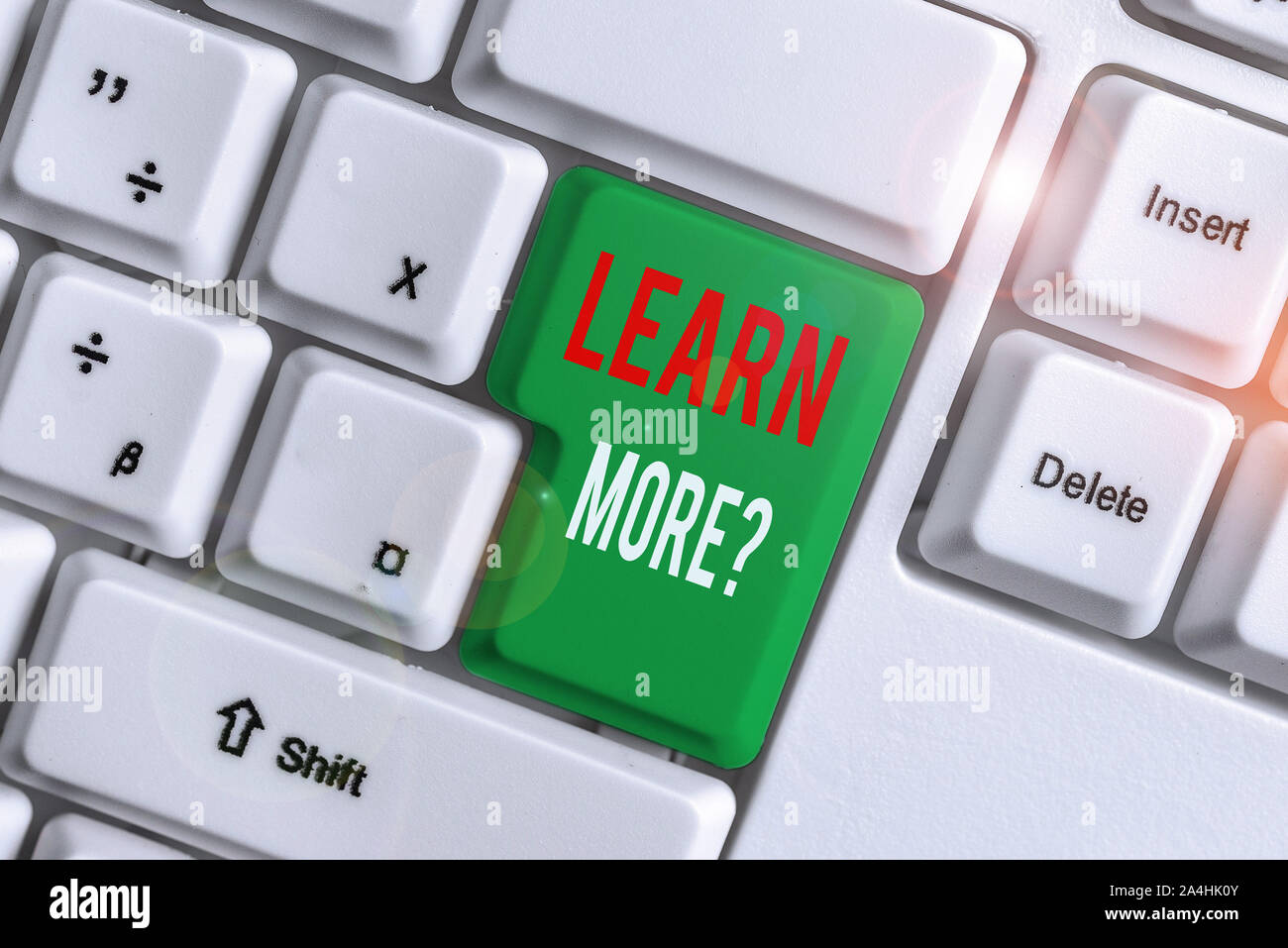 Text sign showing Learn More question. Business photo showcasing gain knowledge or skill ...