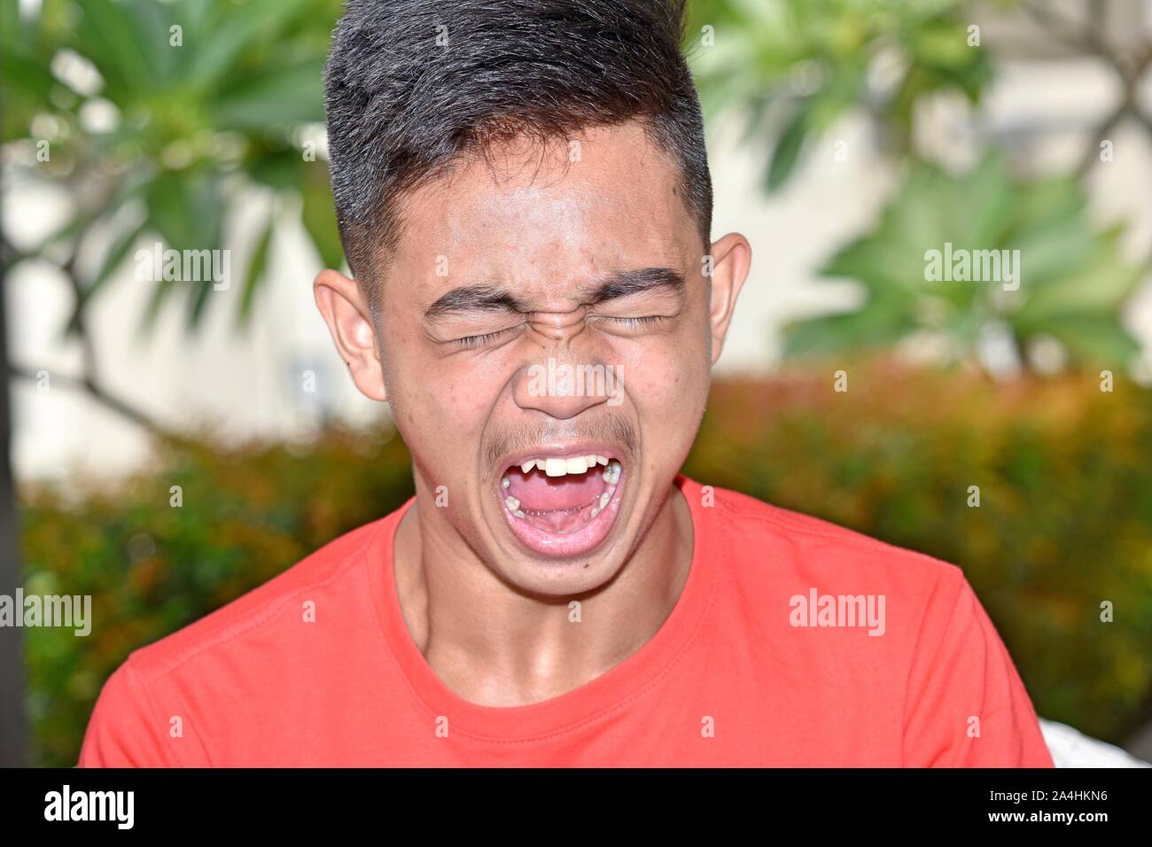 An Asian Boy Under Stress Stock Photo - Alamy