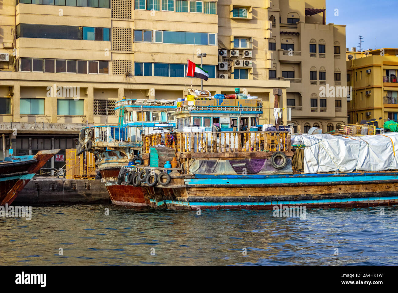 The traditional cargo ship in dubai creek hi-res stock photography and ...