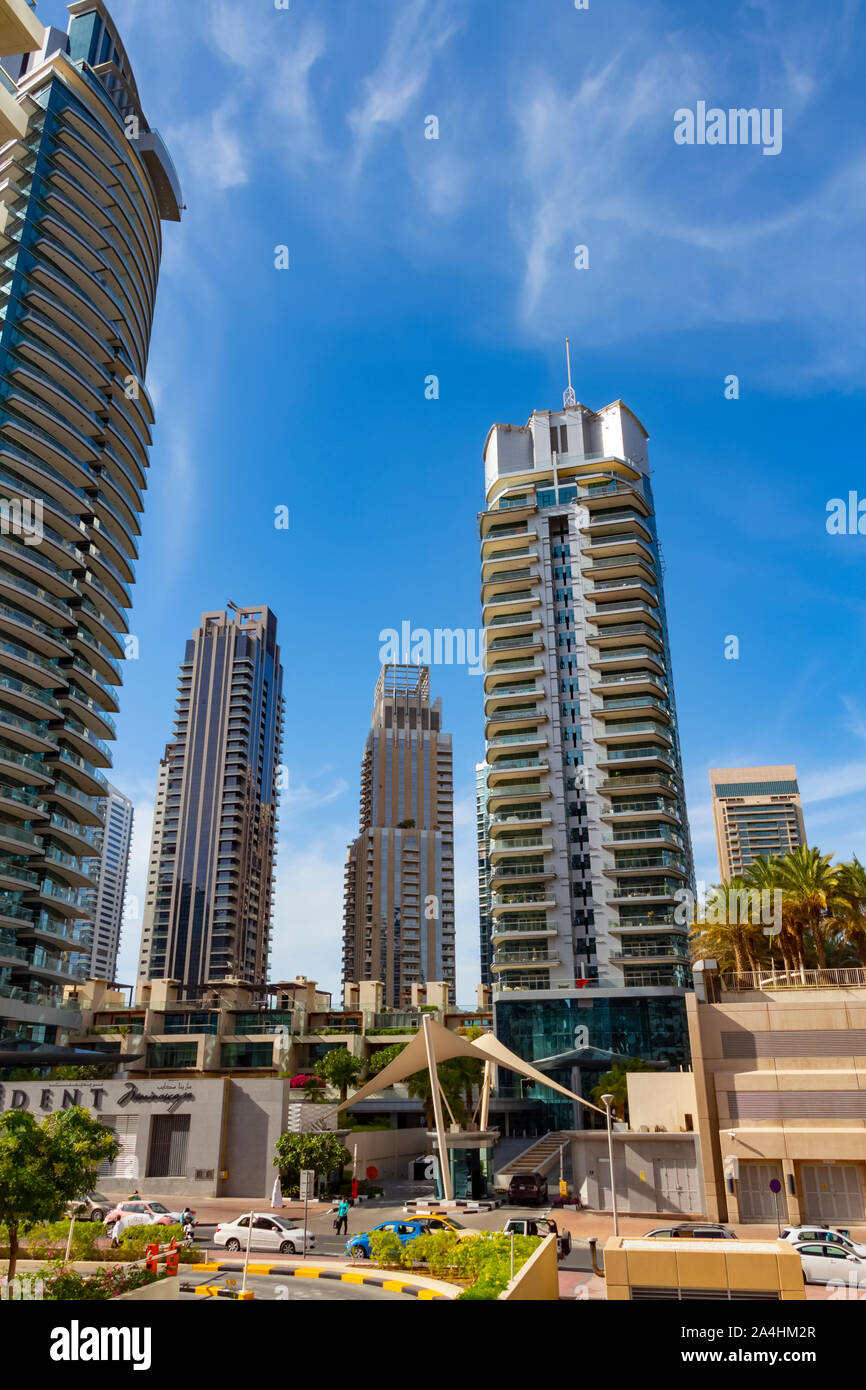 Dubai, UAE - December 2, 2018: High-rise houses of modern futuristic ...