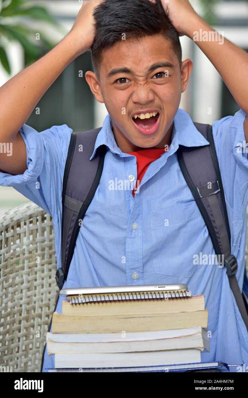 Stressed Boy Student Stock Photo - Alamy