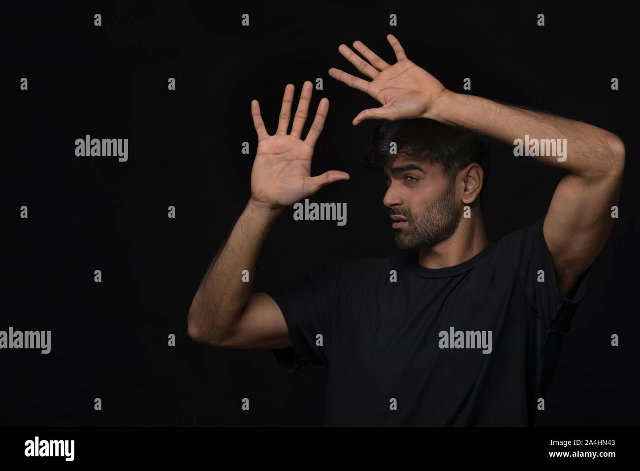 Man hands blocking light hi-res stock photography and images - Alamy