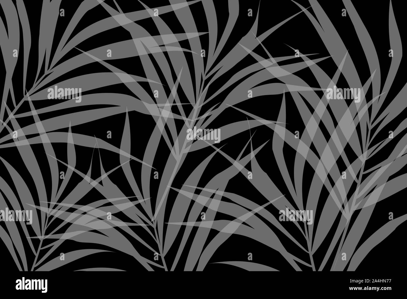 Vector composition of grey alpha transparent stylized leaves on a black ...