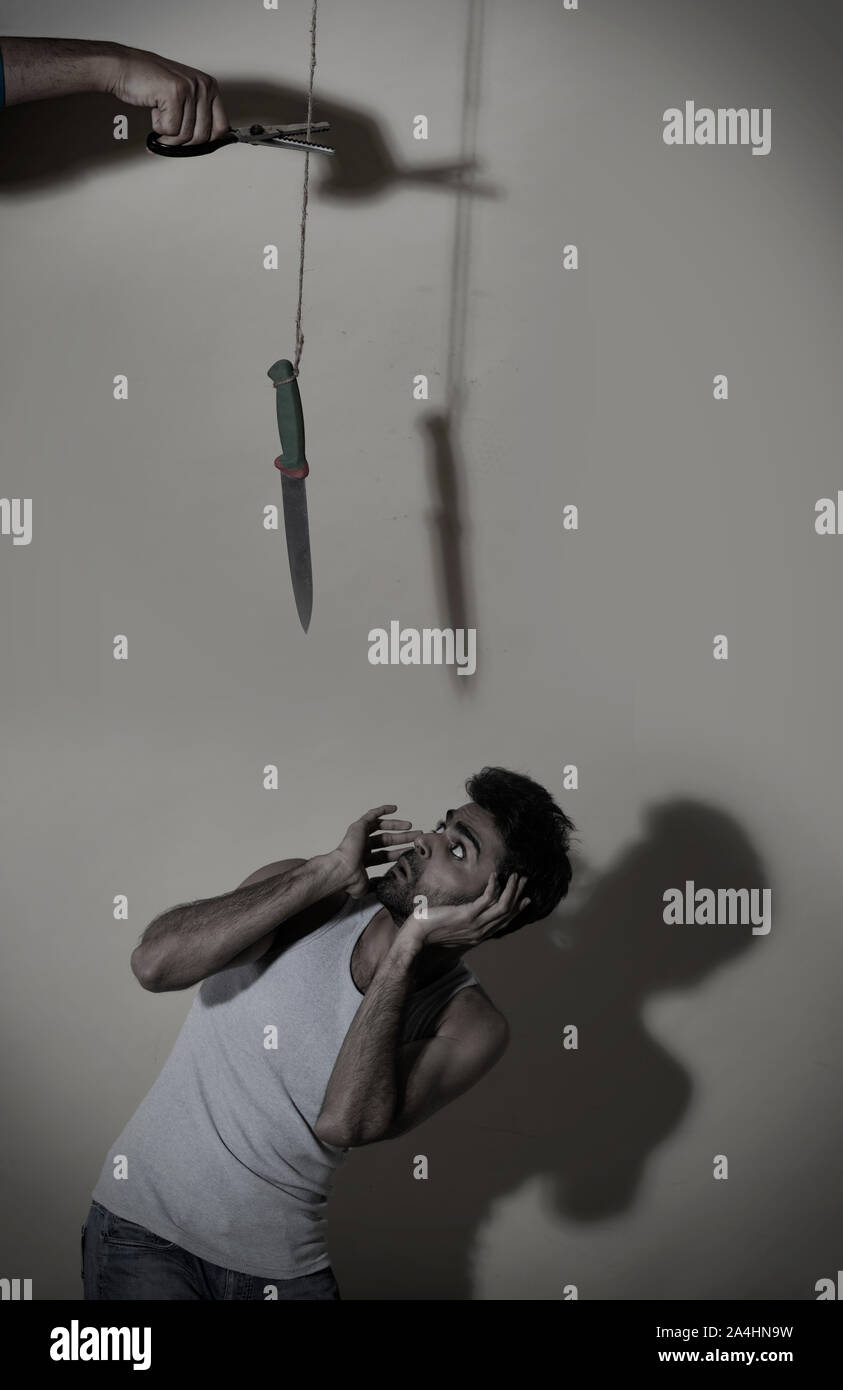 young man hallucinating fear of death Stock Photo - Alamy