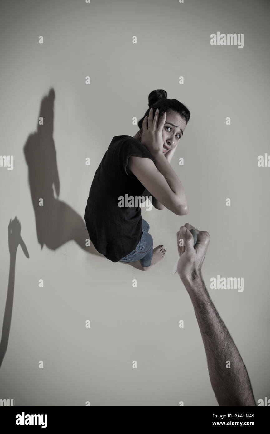 young girl hallucinating fear of death Stock Photo - Alamy