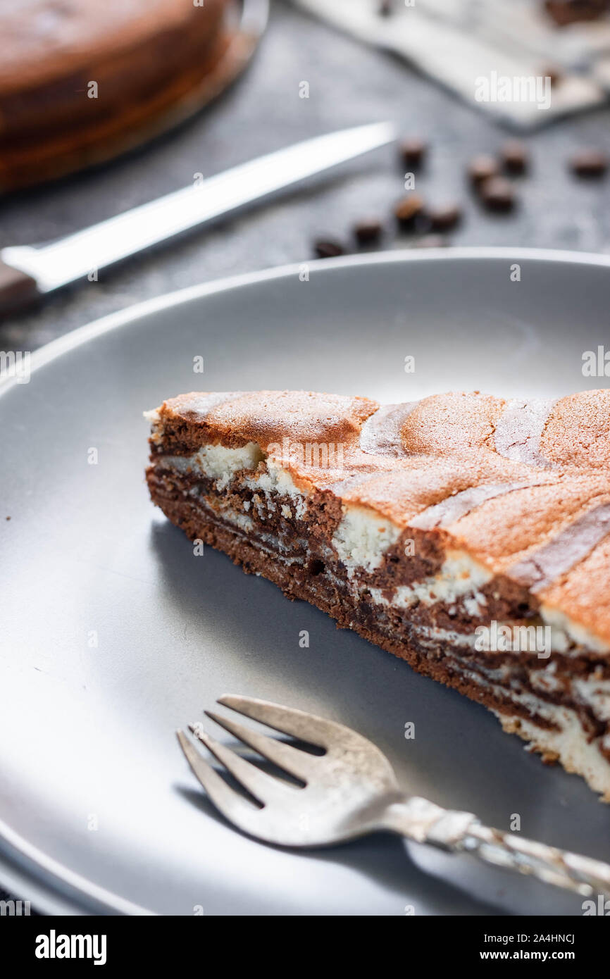 Chocolate Vanilla Zebra Pie. Sweet pastries. Simple homemade food Stock ...
