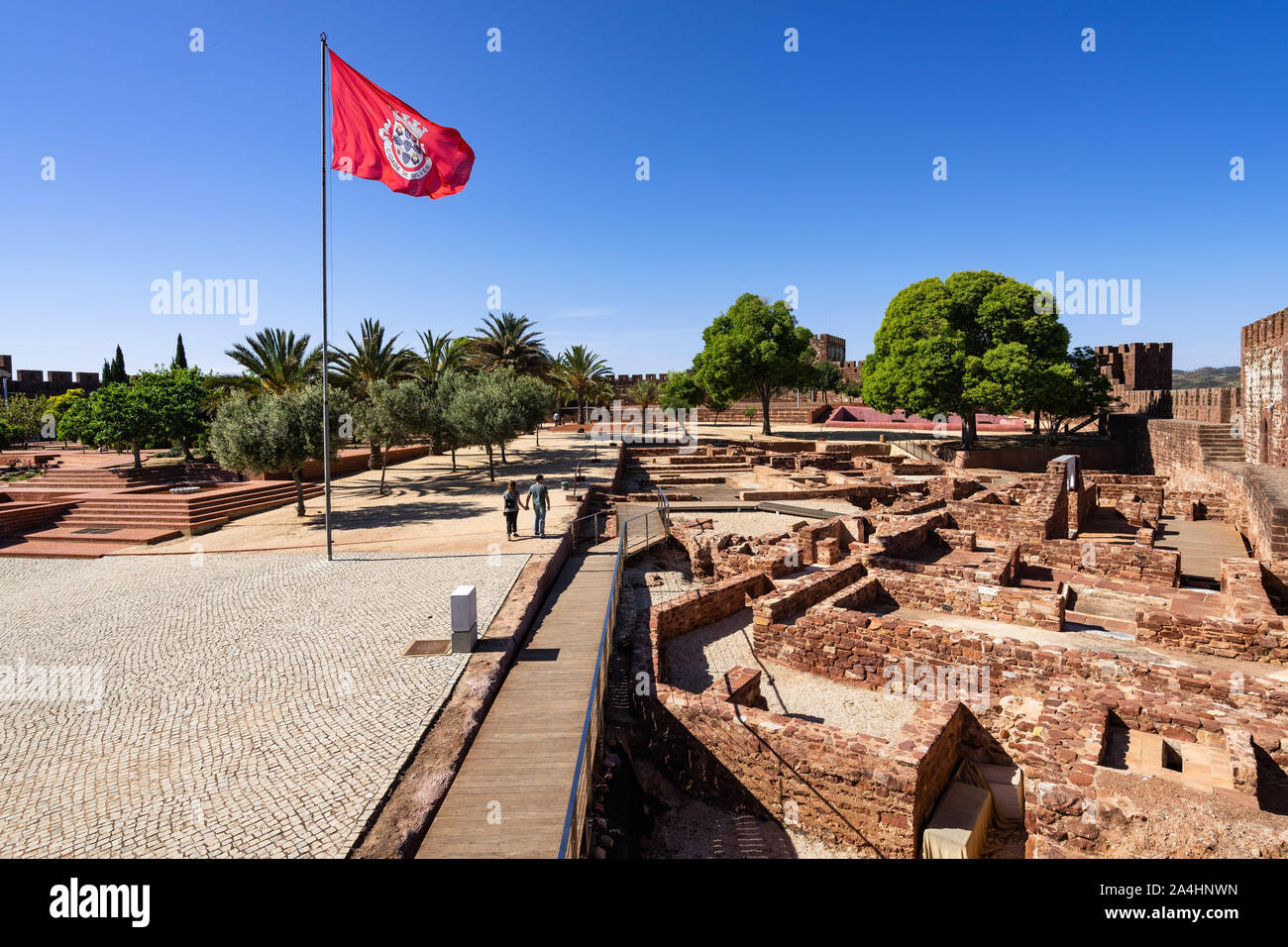 Archaeological excavations inside the courtyard of Silves Castle, one ...