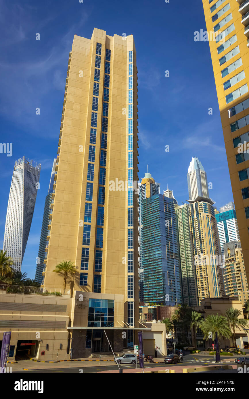 Dubai, UAE - December 2, 2018: High-rise houses of modern futuristic ...