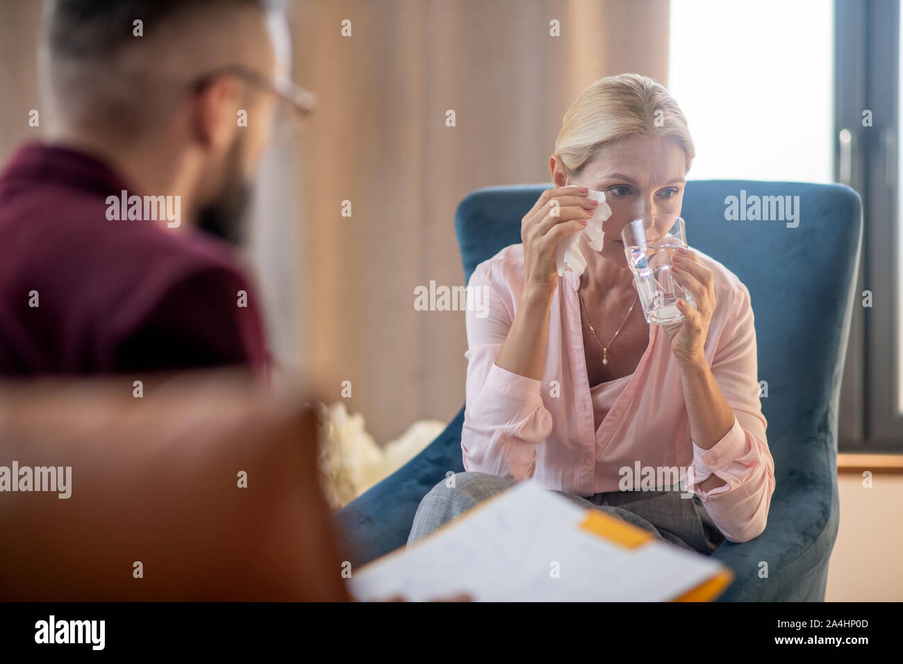 Man drying his tears hi-res stock photography and images - Alamy