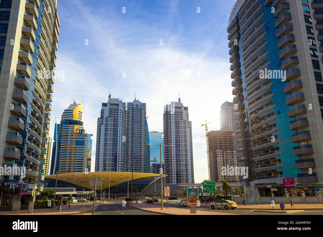 Dubai, UAE - December 2, 2018: High-rise houses of modern futuristic ...