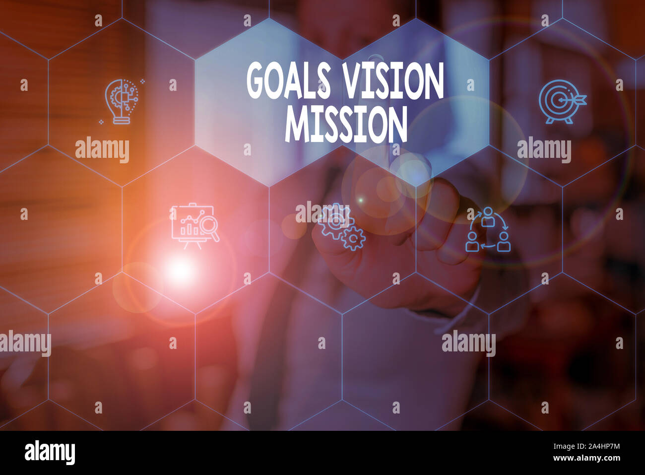 Conceptual hand writing showing Goals Vision Mission. Concept meaning ...