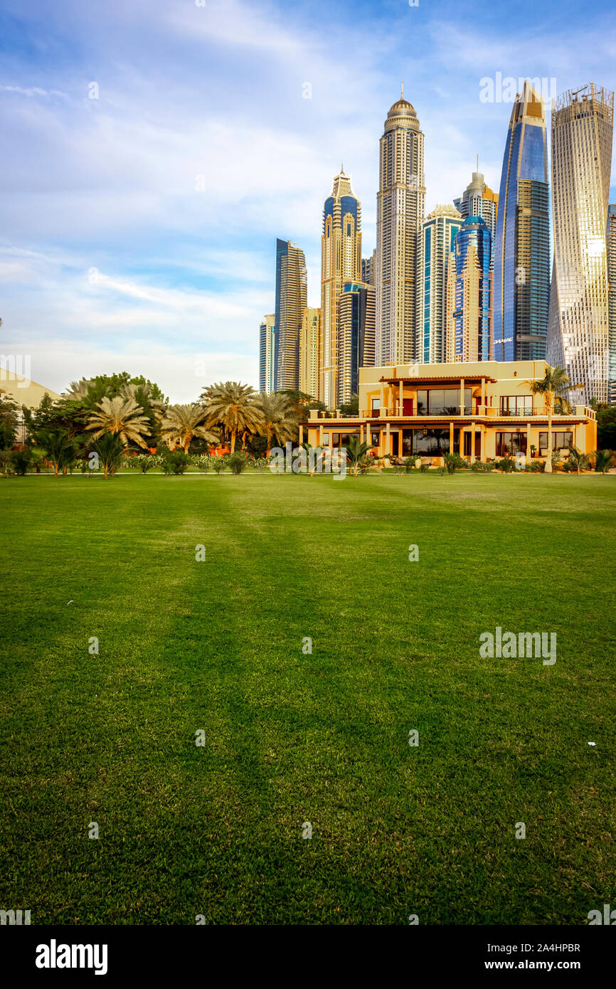 Dubai, UAE - December 2, 2018: High-rise houses of modern futuristic ...