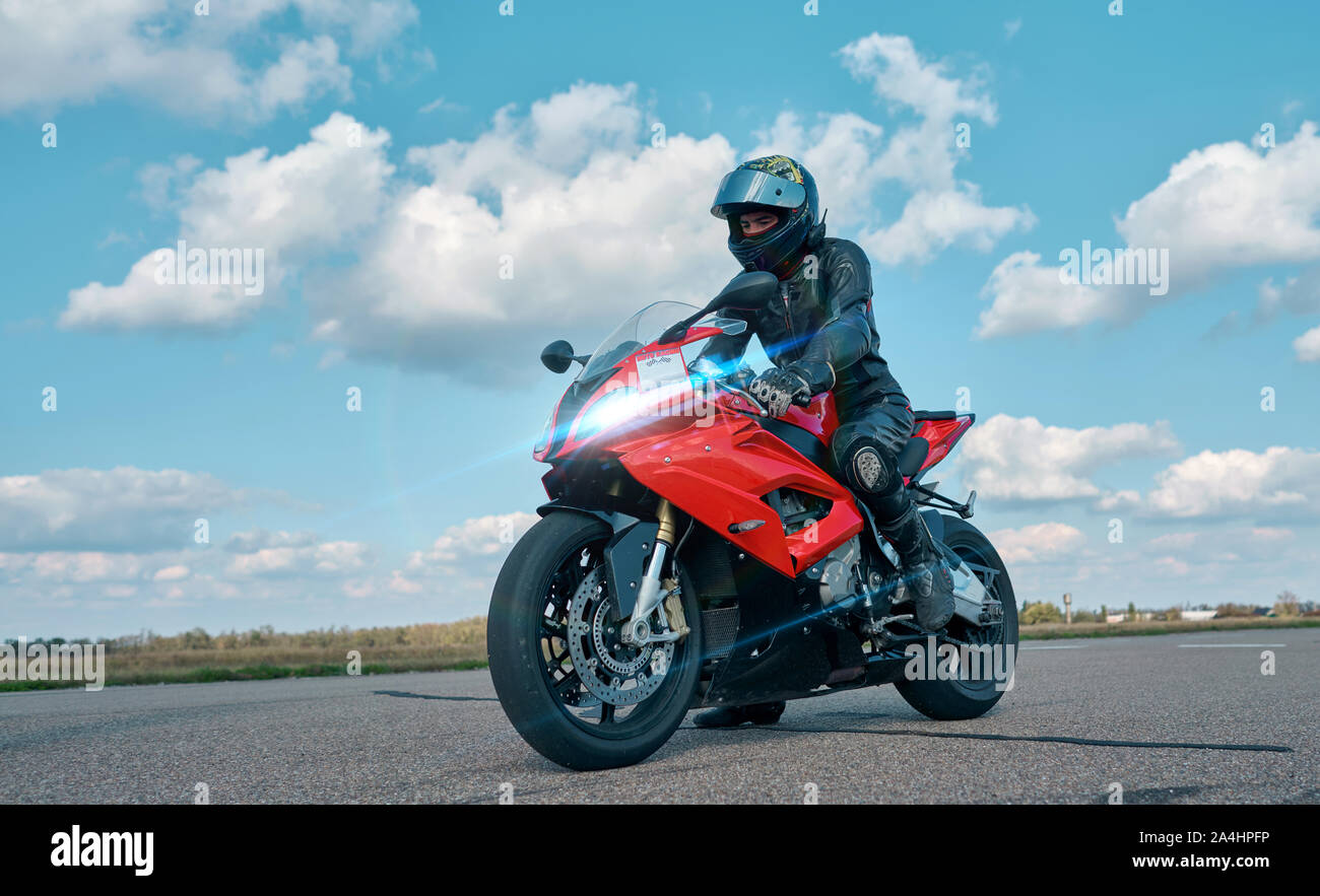 man on a sports motorcycle Stock Photo - Alamy