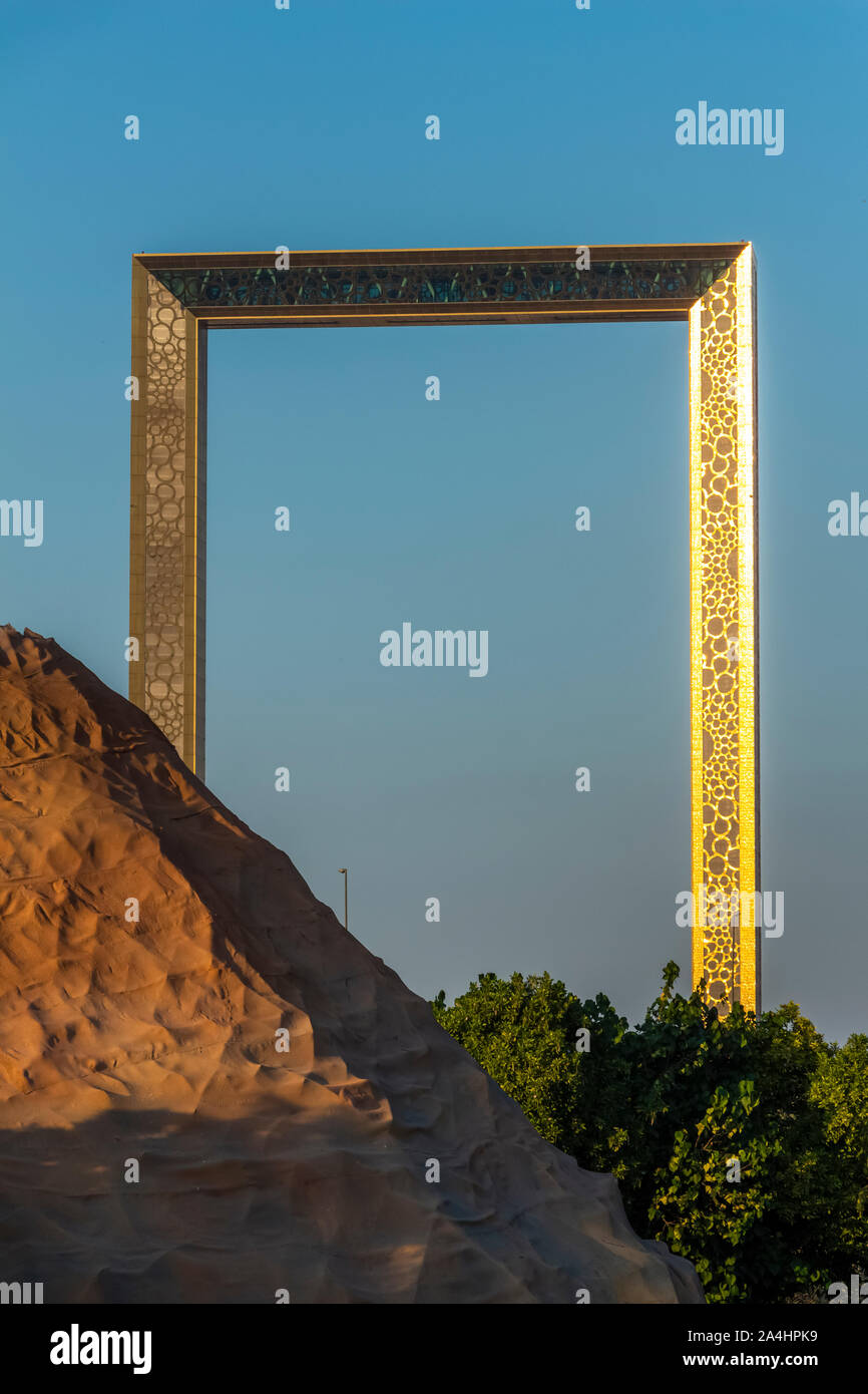 Dubai, UAE - December 3, 2018: The famous Dubai Frame is located in ...