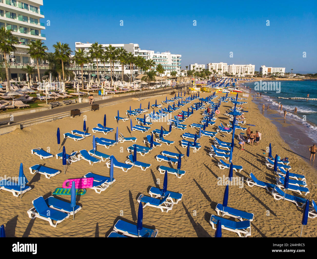 Protaras, Cyprus - Oct 11. 2019. Aerial view of Famous Sunrise Beach -a ...