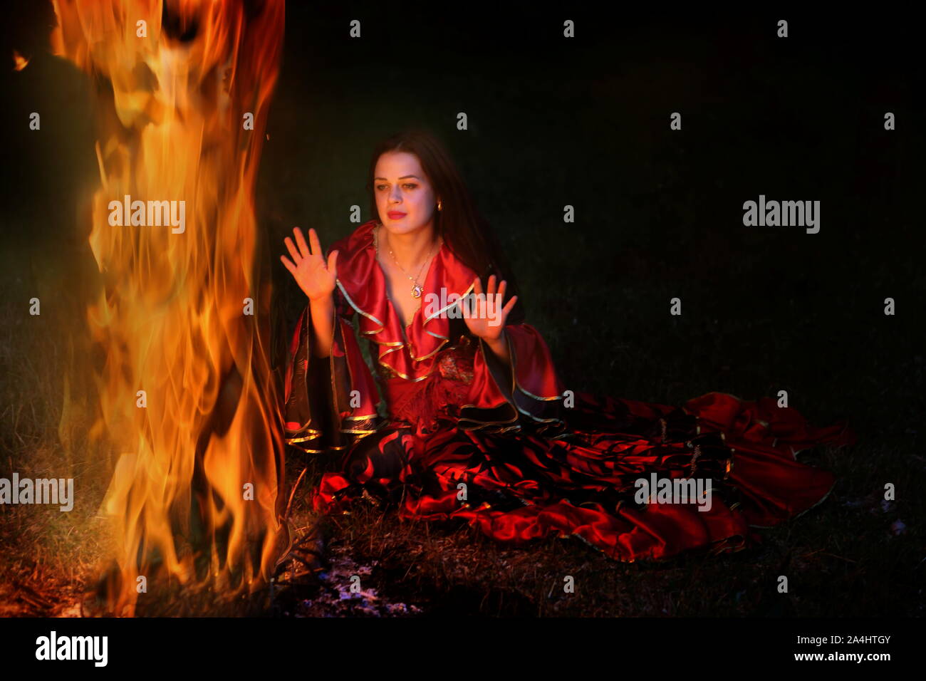 Beautiful gypsy woman dancing Stock Photo - Alamy