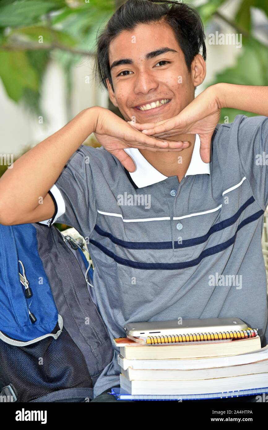 College Diverse Boy Student Smiling With Notebooks Stock Photo - Alamy