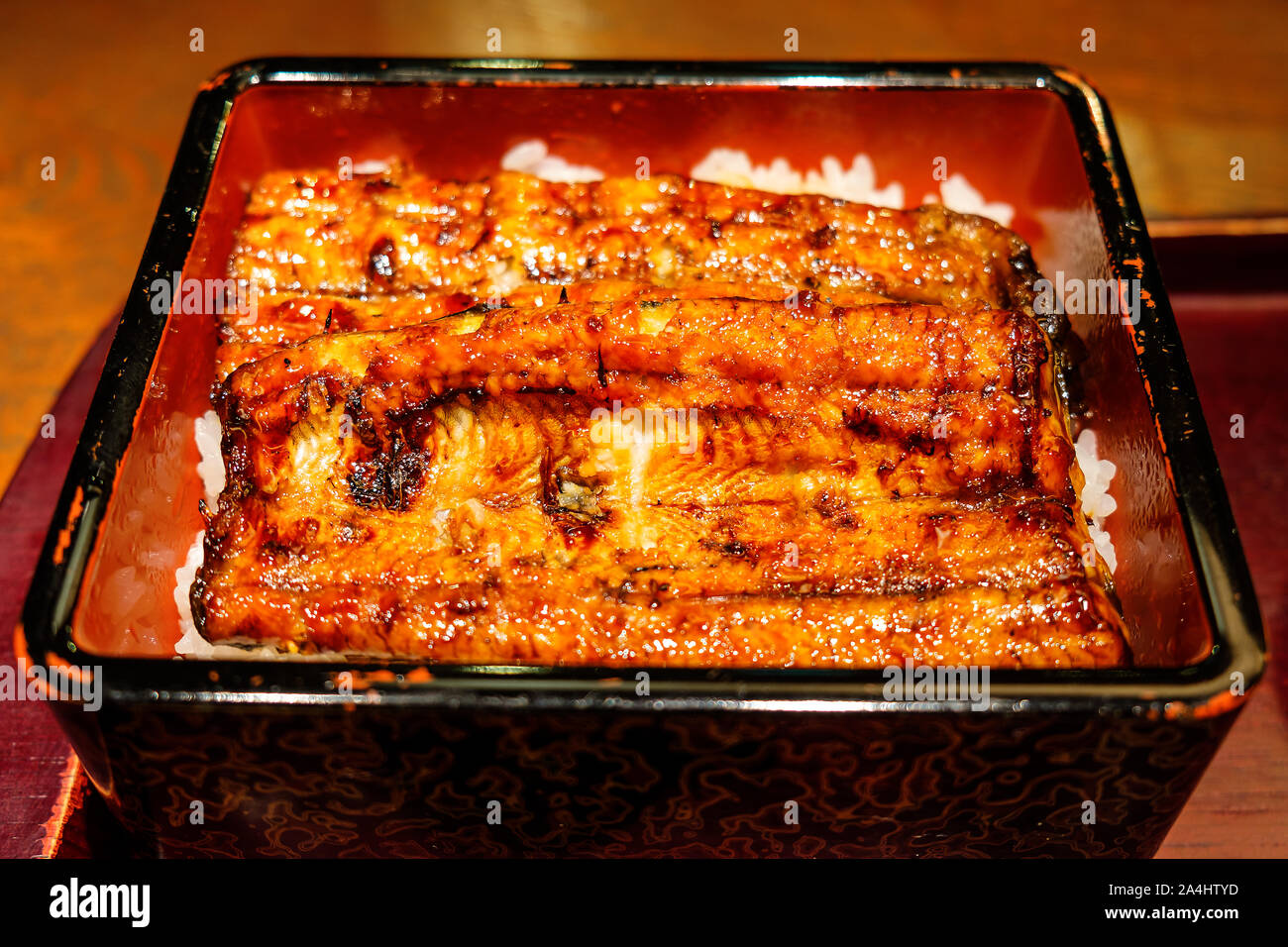 Closeup Broiled eels With Rice Delicious Famous Japanese Seafood Menu ...