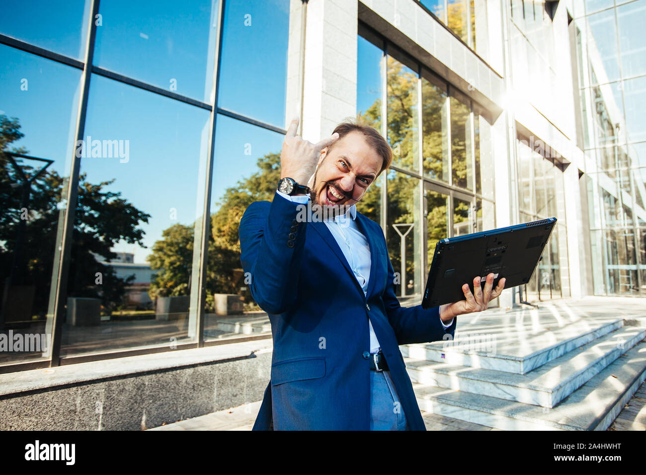 Successful businessman dancing and celebrating triumph Stock Photo - Alamy