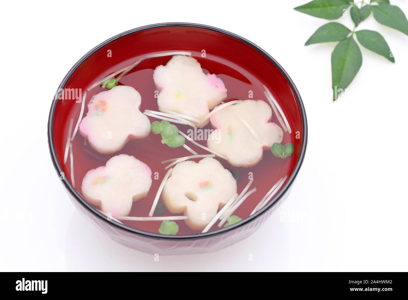 Japanese food, Osuimono soup of fu and vegetables in a bowl Stock Photo ...